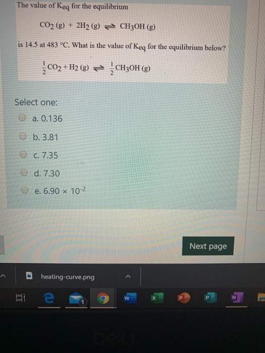 Solved The value of Keq for the equilibrium CO2 (g) + 2H2 | Chegg.com