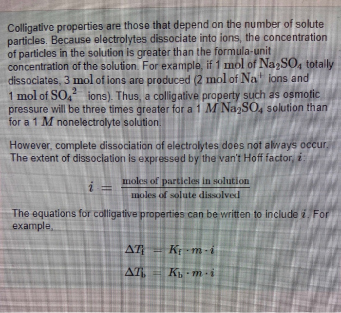 Solved Colligative properties are those that depend on the | Chegg.com