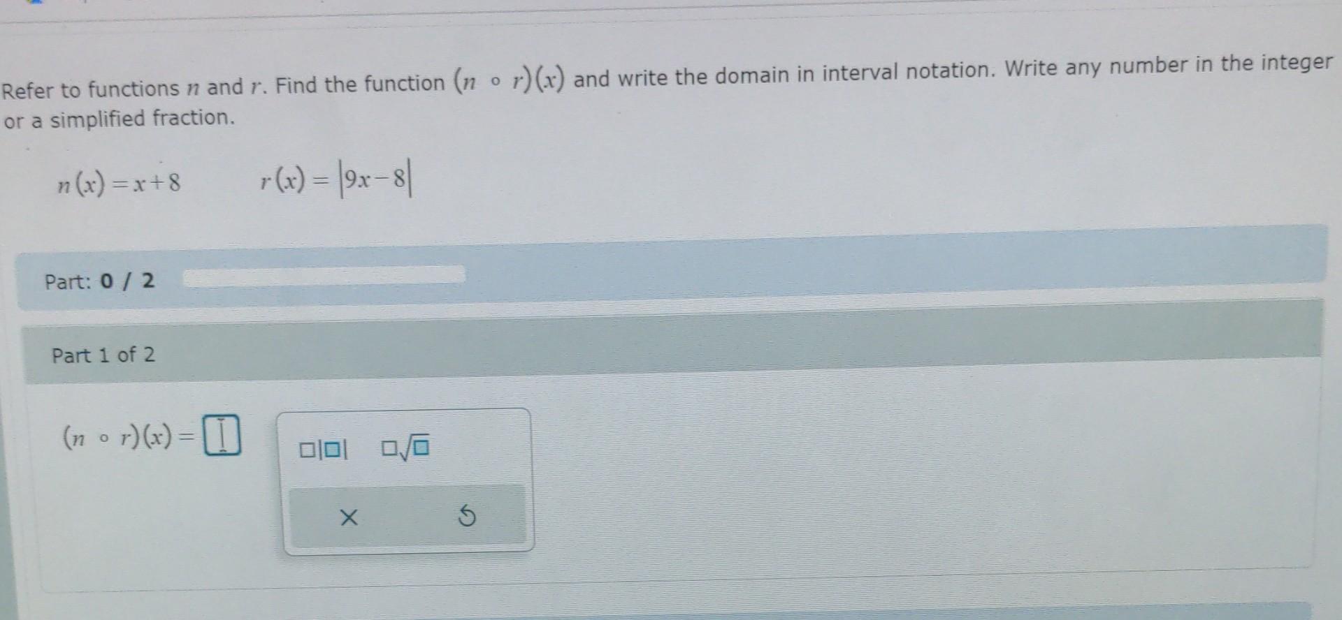 Solved Refer to functions n and r. Find the function (n o | Chegg.com
