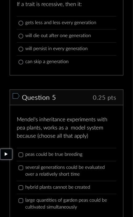 Solved If a trait is recessive, then it: gets less and less | Chegg.com