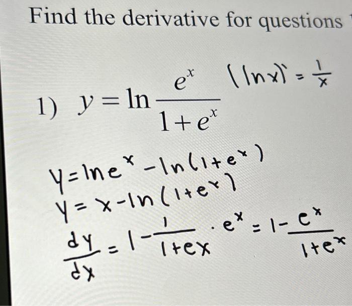 Solved Find the derivative for questions | Chegg.com