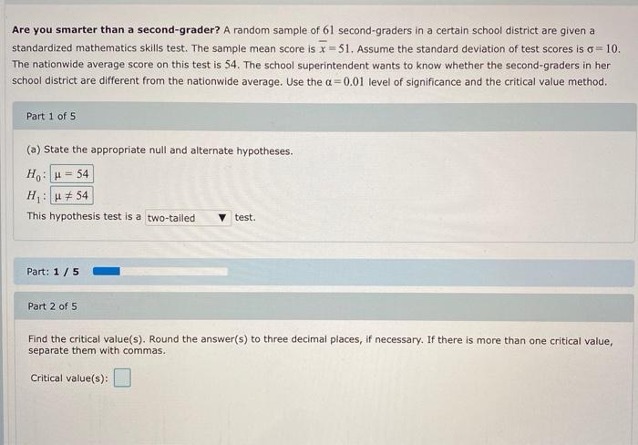 Solved Are you smarter than a second-grader? A random sample | Chegg.com