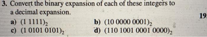 Solved 3. Convert the binary expansion of each of these | Chegg.com