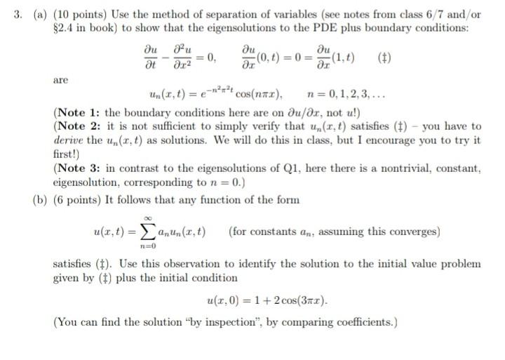 Solved (a) (10 points) Use the method of separation of | Chegg.com