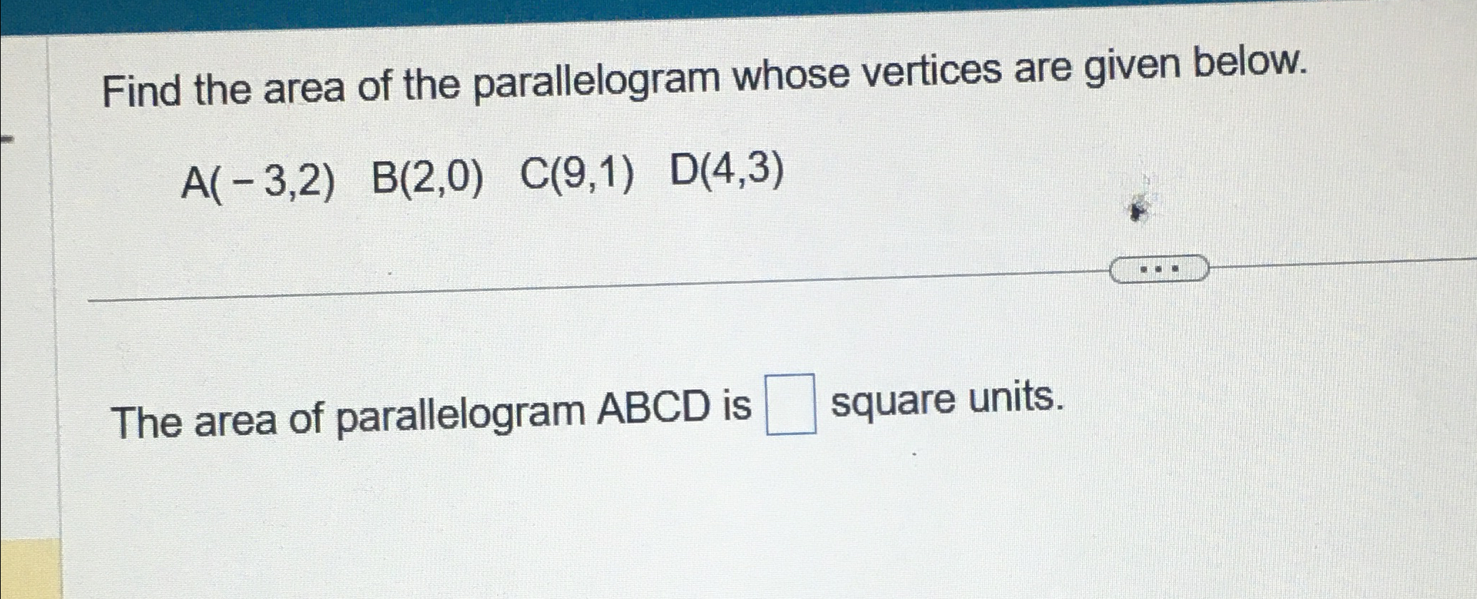 Solved Find the area of the parallelogram whose vertices are | Chegg.com