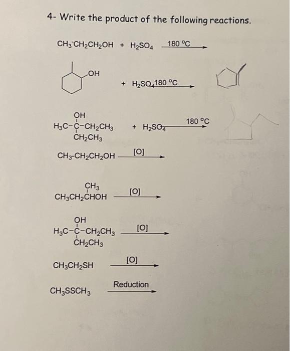 Solved 4- Write the product of the following reactions. | Chegg.com