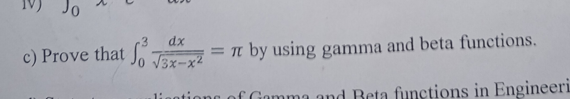Solved c) ﻿Prove that ∫03dx3x-x22=π ﻿by using gamma and beta | Chegg.com