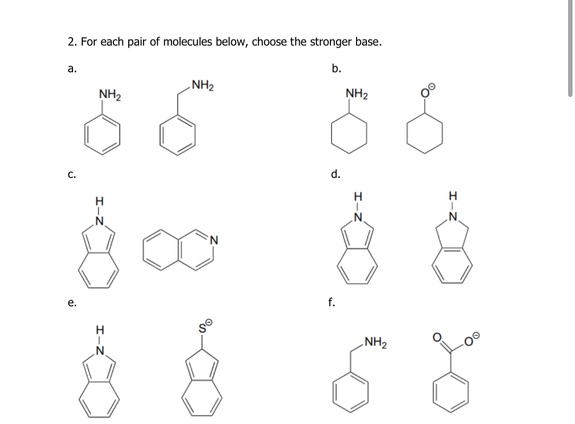 Solved For each pair of molecules below, choose the stronger | Chegg.com