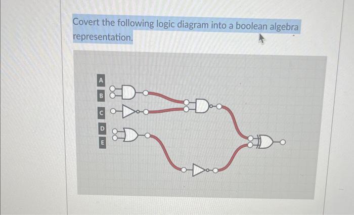 Solved Covert the following logic diagram into a boolean | Chegg.com