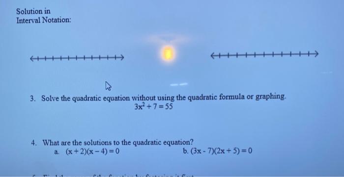 Solved Solution in Interval Notation: 3. Solve the quadratic | Chegg.com