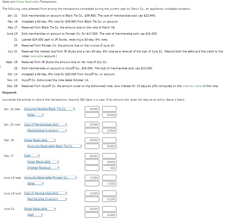 Solved Sales and Notes Receivable Transactions \table[[June | Chegg.com