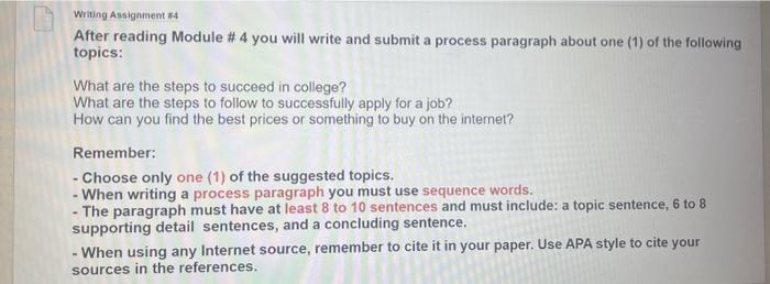 Writing Assignment M4 After reading Module # 4 you | Chegg.com