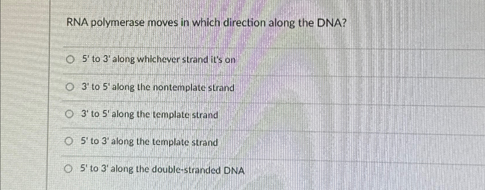 Solved RNA polymerase moves in which direction along the | Chegg.com