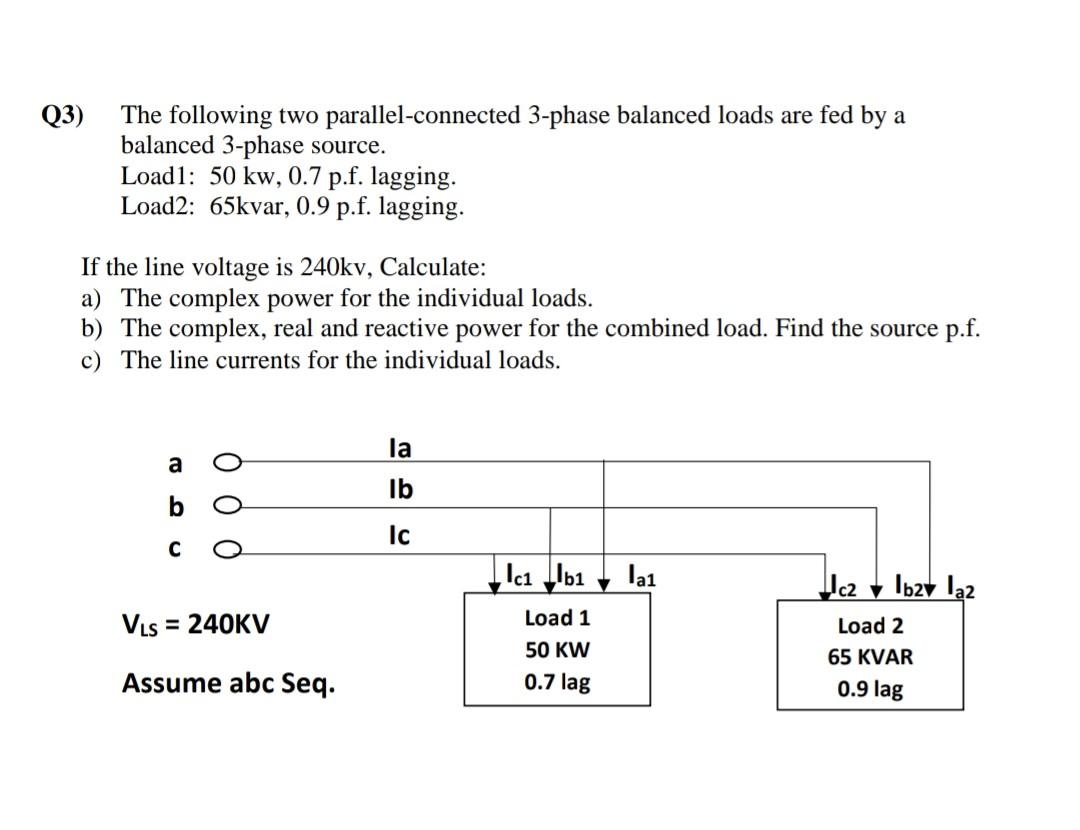 Solved Q3) The following two parallel-connected 3-phase | Chegg.com