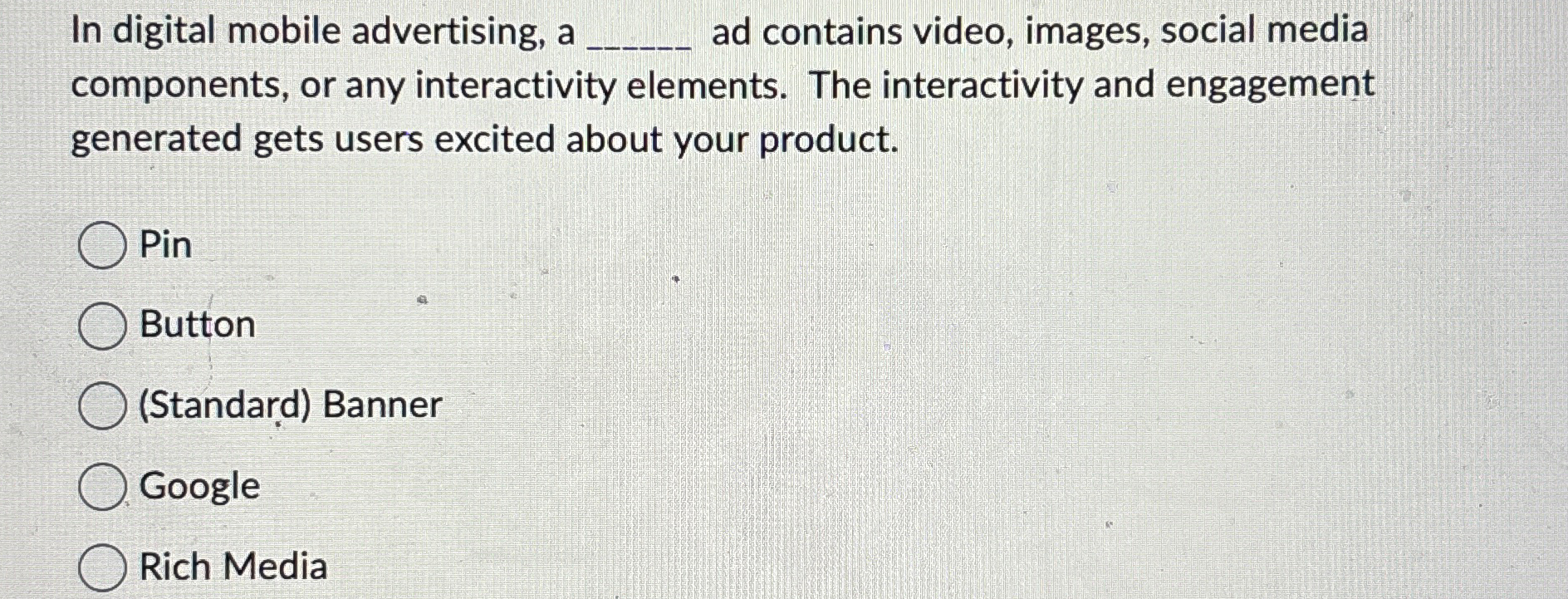 Solved In digital mobile advertising, a q, ﻿ad contains | Chegg.com