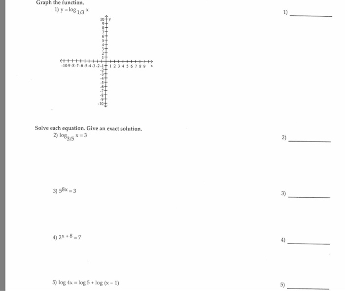 Solved Graph the function. 1) y = log1/3 * ++++++++++++ | Chegg.com