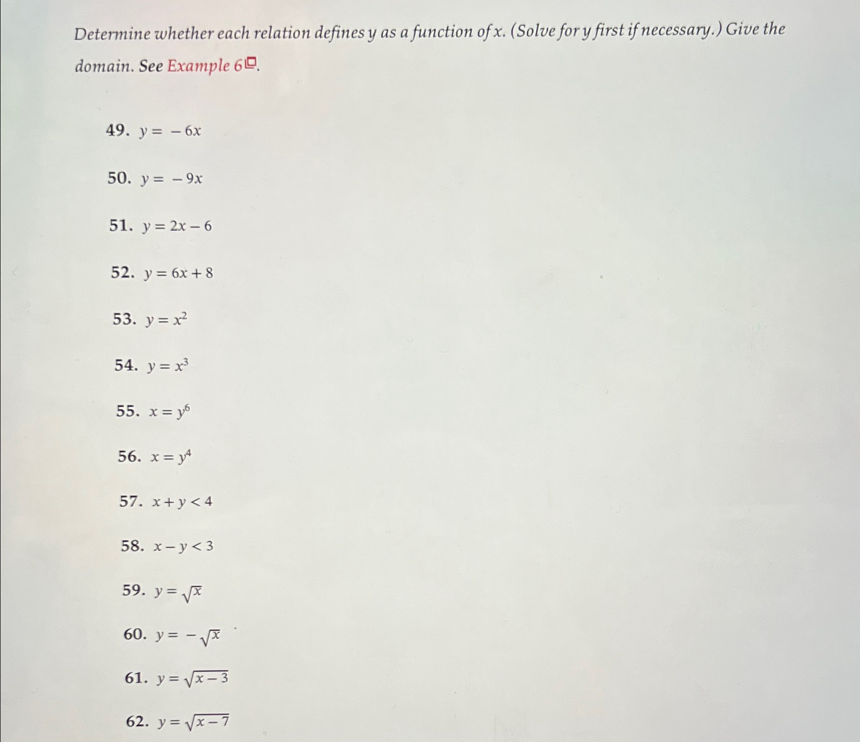 Determine Whether Each Relation Defines Y ﻿as A