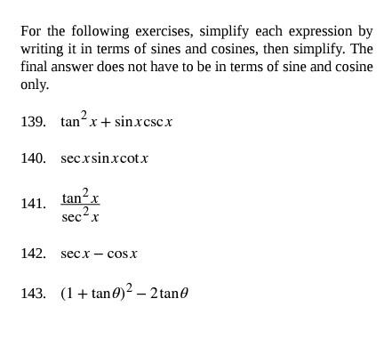 Solved For the following exercises, simplify each expression | Chegg.com