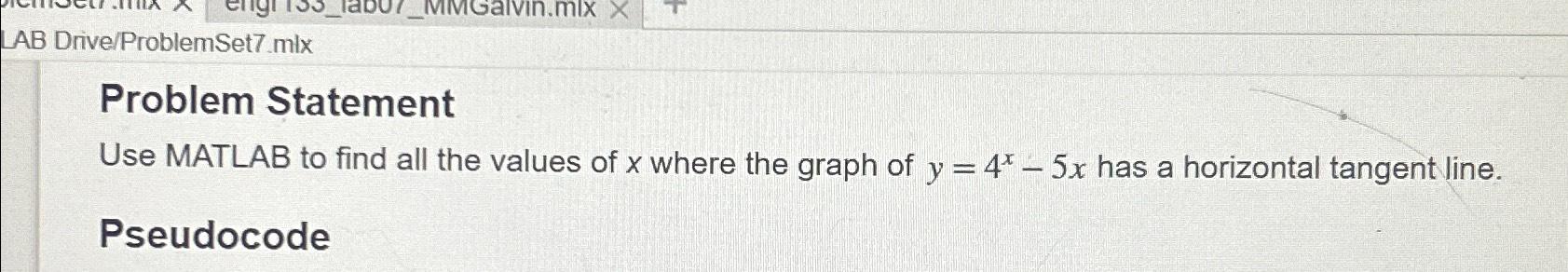 Solved Problem StatementUse MATLAB to find all the values of | Chegg.com