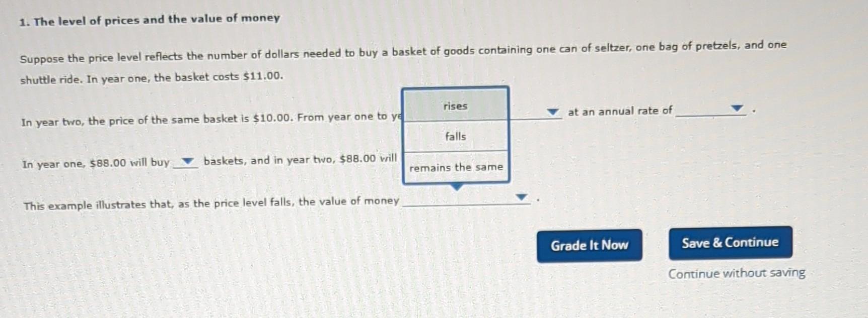 Solved 1. The level of prices and the value of money Suppose | Chegg.com