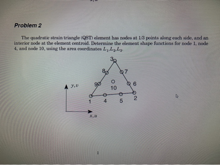 Solved Problem 2 The quadratic strain triangle (QST) element | Chegg.com