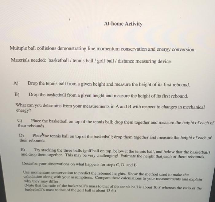 At-home Activity Multiple ball collisions | Chegg.com