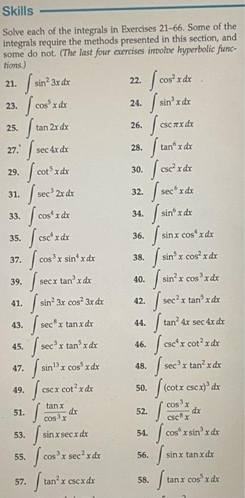 Solved Solve each of the integrals in Exercises 21-66. Some | Chegg.com