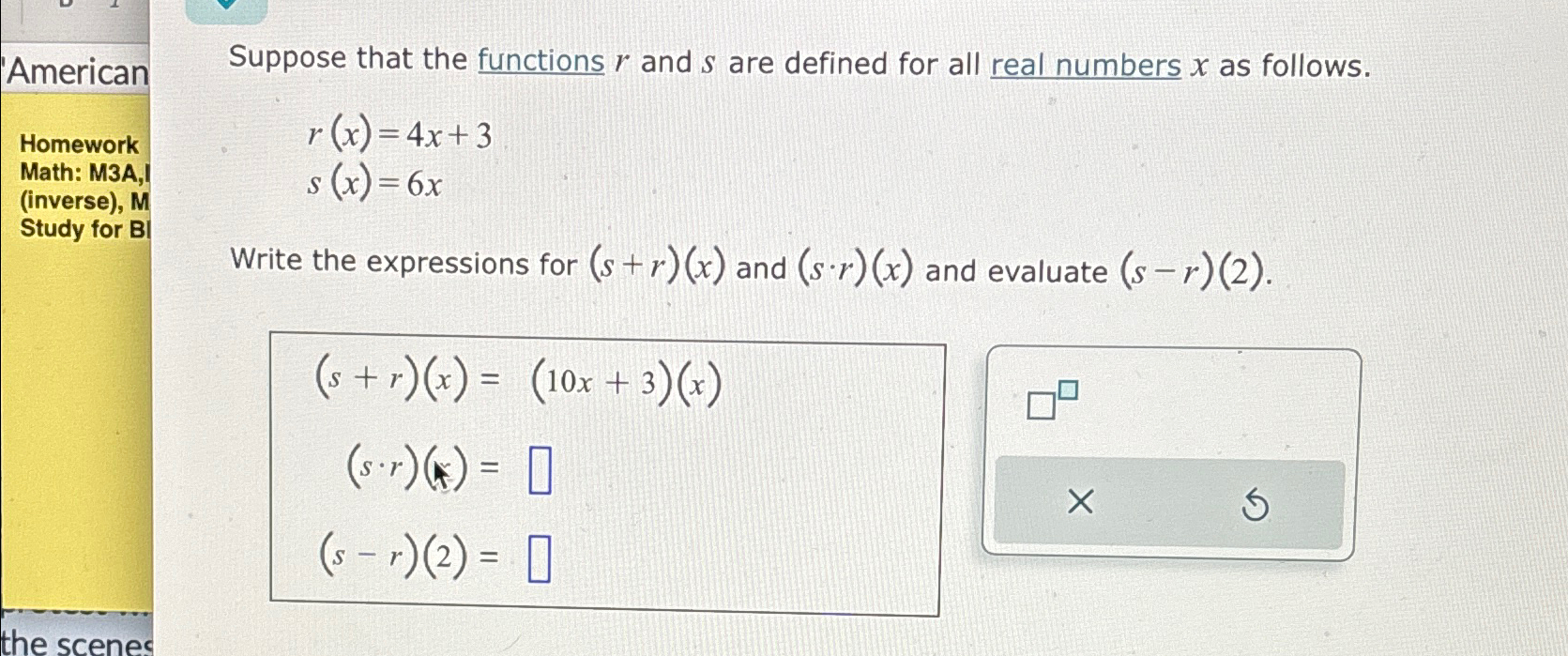 Solved AmericanHomeworkMath: M3A,I(inverse), MStudy for | Chegg.com