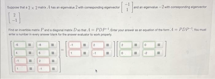 Solved Suppose that a 2×2 matrix. A has an eigenvalue 2 with | Chegg.com