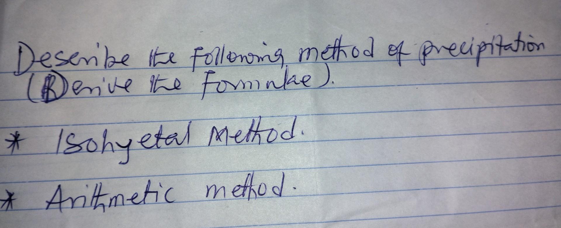 Solved Deseribe the following method of precipitation | Chegg.com