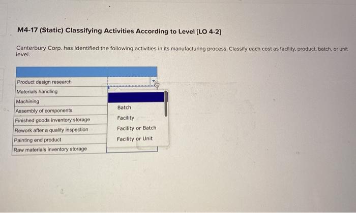 Solved M4-17 (Static) Classifying Activities According to | Chegg.com
