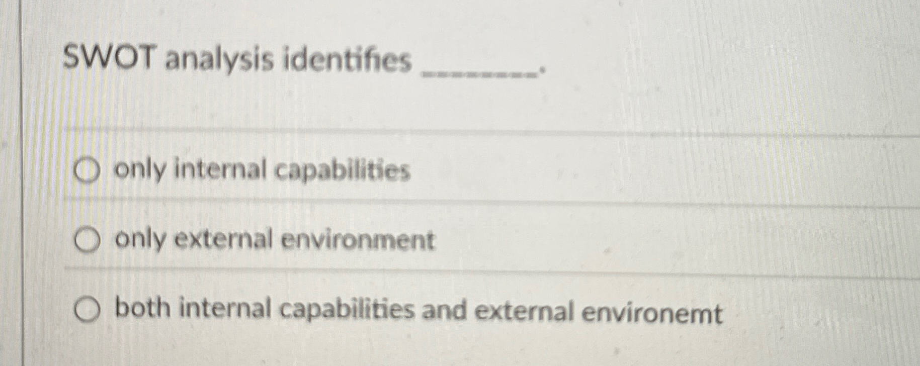 Solved SWOT analysis identifies q,only internal | Chegg.com