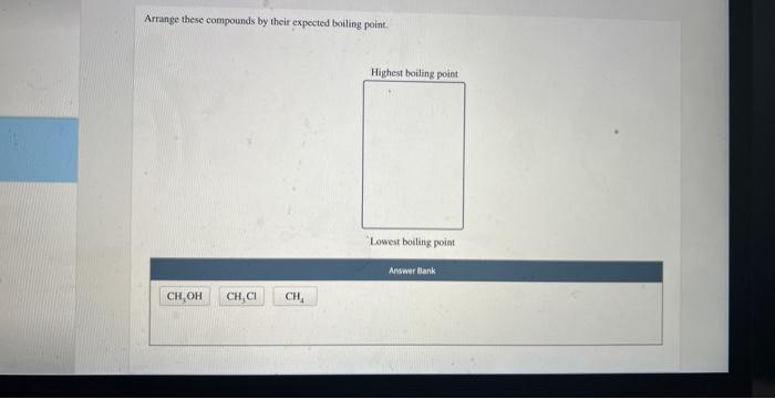 Solved Arrange these compounds by their expected boiling | Chegg.com