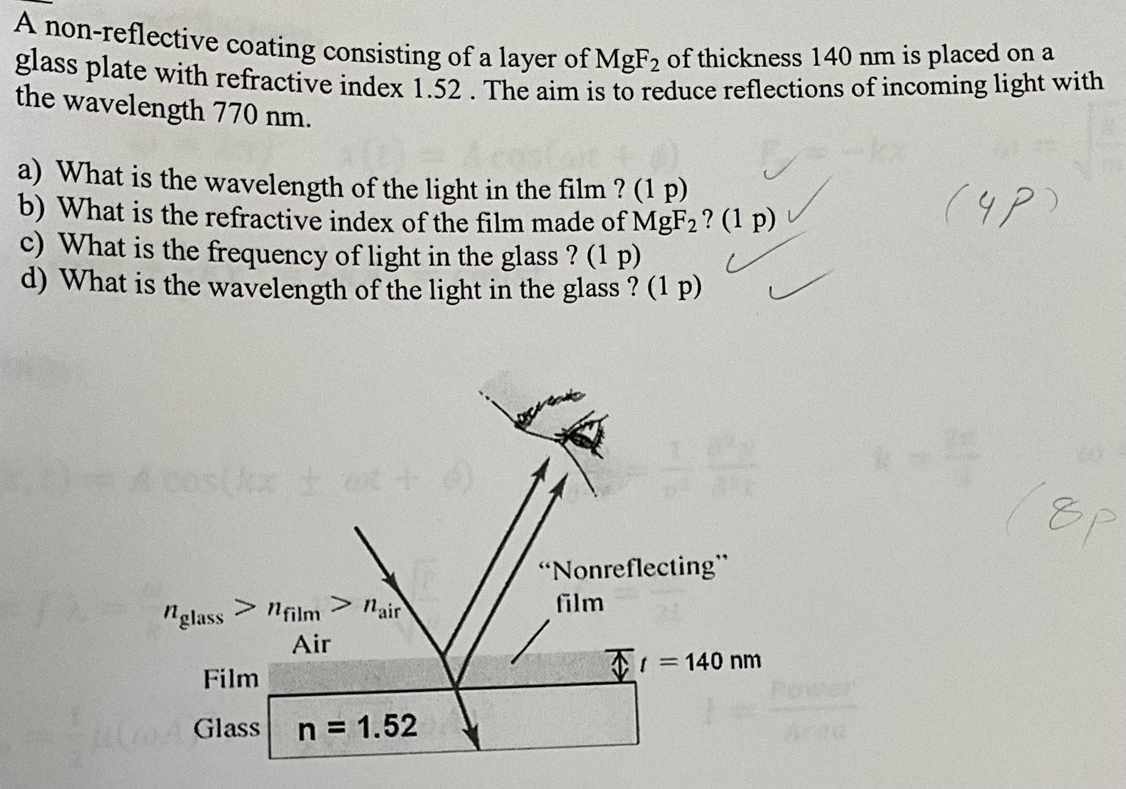 Solved A non-reflective coating consisting of a layer of | Chegg.com