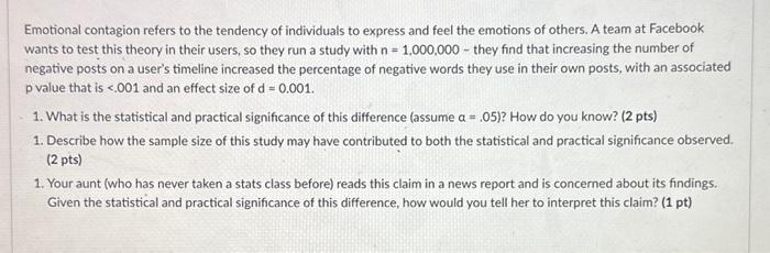 Solved Emotional contagion refers to the tendency of | Chegg.com