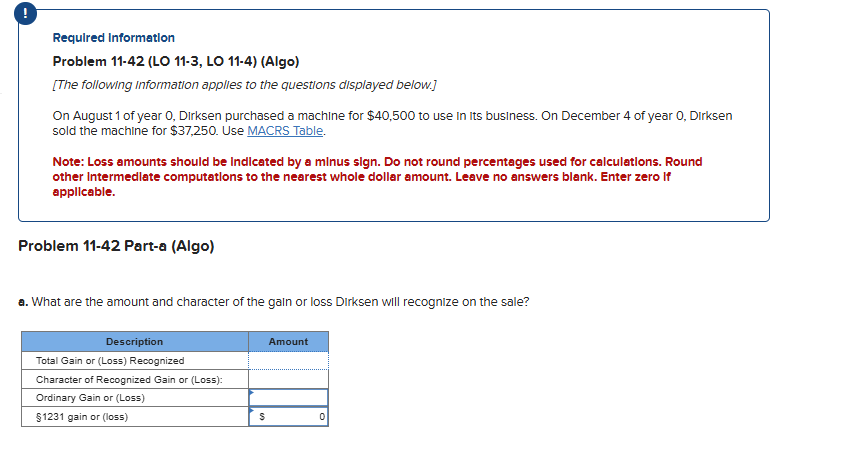 Solved Required InformationProblem 11-42 (LO 11-3, ﻿LO | Chegg.com