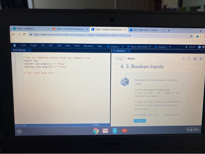 Solved Home-Students e Codio IT-140-T2414 Introductio x | Chegg.com