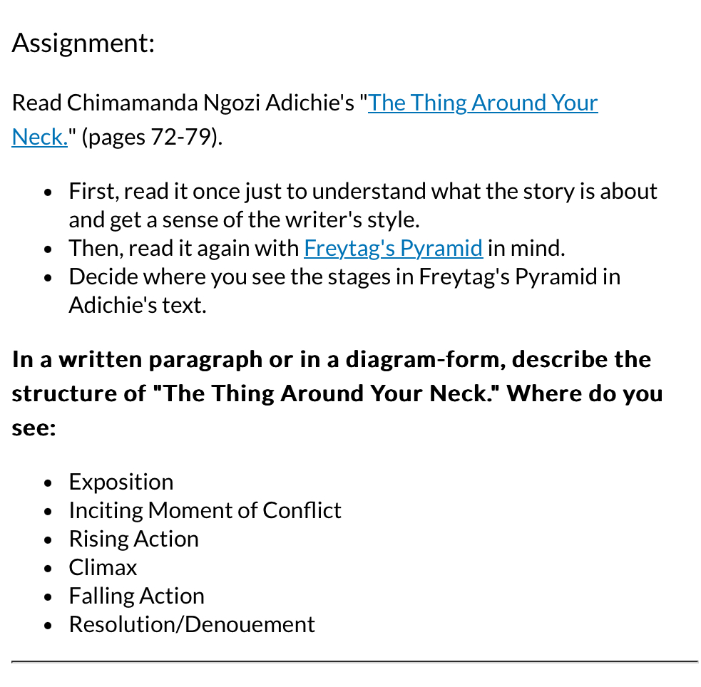 Assignment:Read Chimamanda Ngozi Adichie's "The Thing | Chegg.com