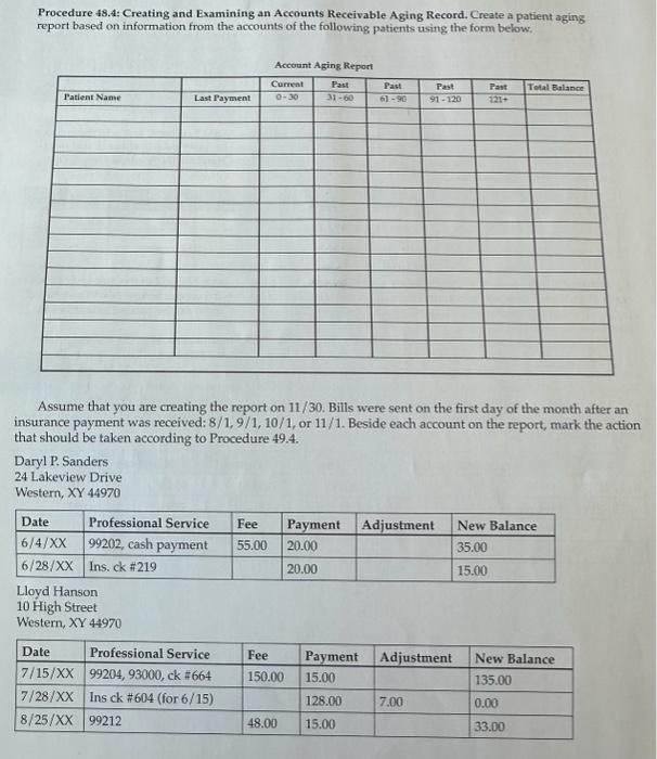 Procedure 48.4: Creating and Examining an Accounts | Chegg.com