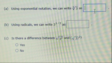 Solved (a) ﻿Using exponential notation, we can write 33 ﻿as | Chegg.com