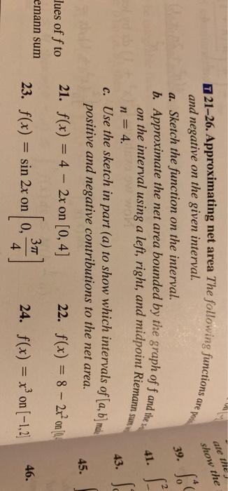 Solved are the show the are o I 21-26. Approximating net | Chegg.com