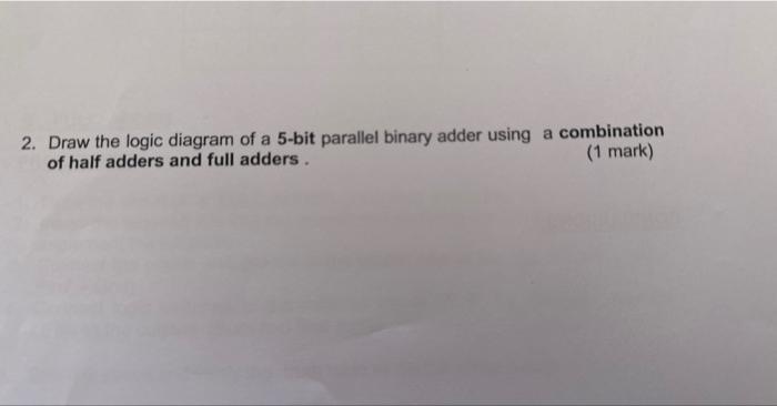 Solved 2. Draw the logic diagram of a 5-bit parallel binary | Chegg.com