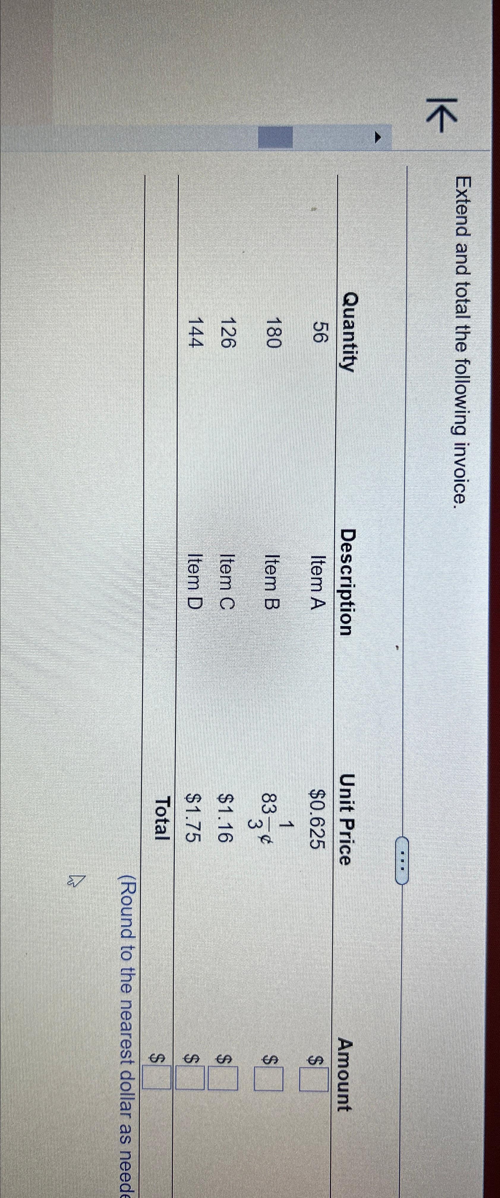 Solved Extend and total the following | Chegg.com