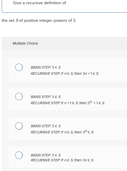 Solved Give A Recursive Definition Ofthe Set S ﻿of Positive 