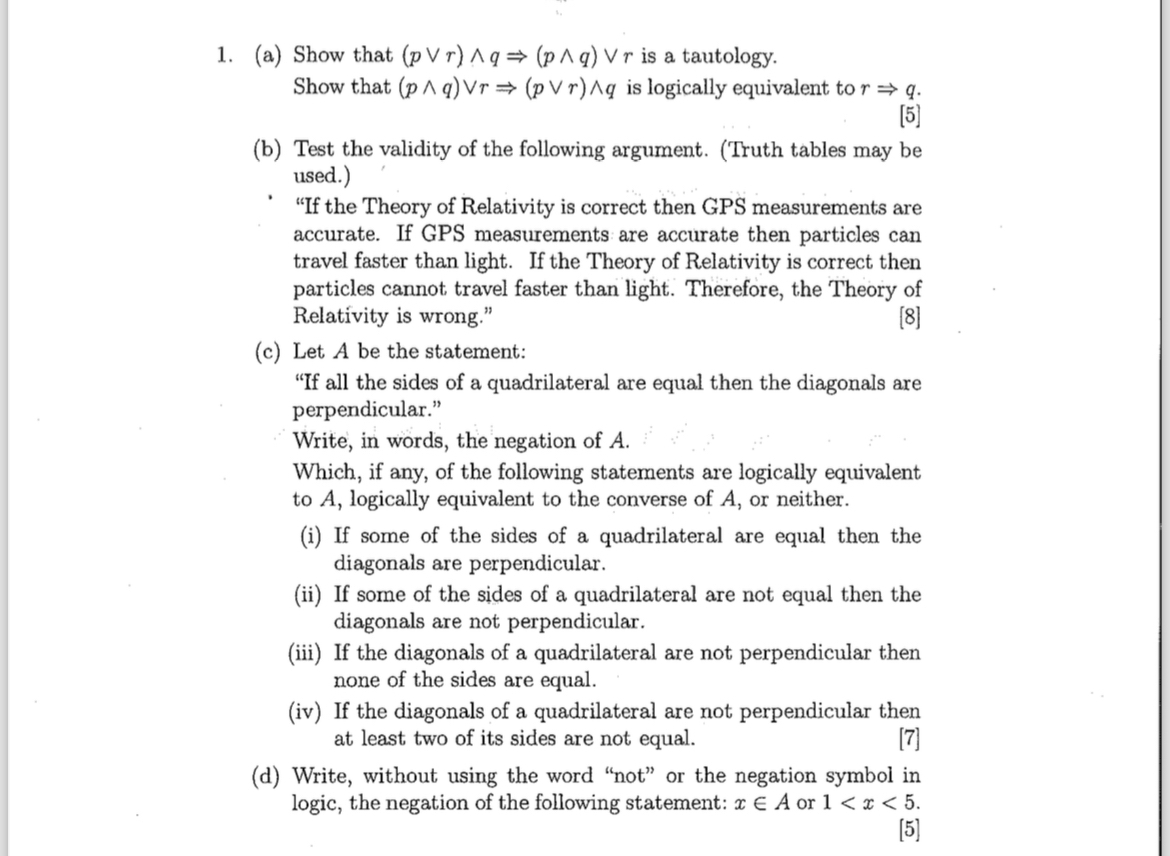 (a) ﻿Show that (pvvr)??q=>(p??q)vvr ﻿is a | Chegg.com