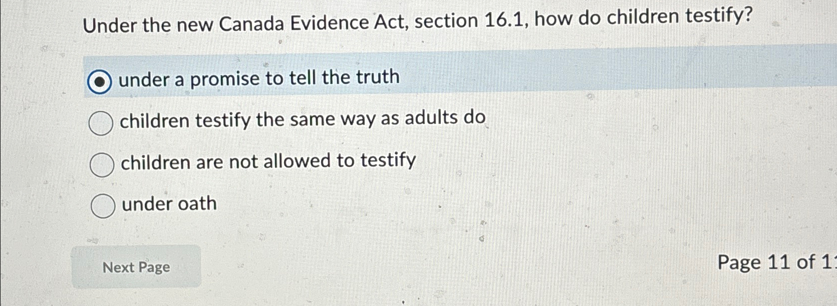 Solved Under the new Canada Evidence Act, section 16.1, ﻿how | Chegg.com