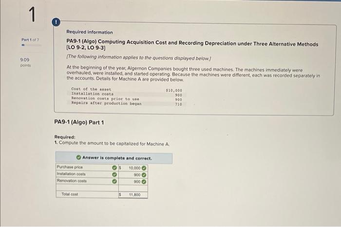 Solved Required information PA9-1 (Algo) Computing | Chegg.com