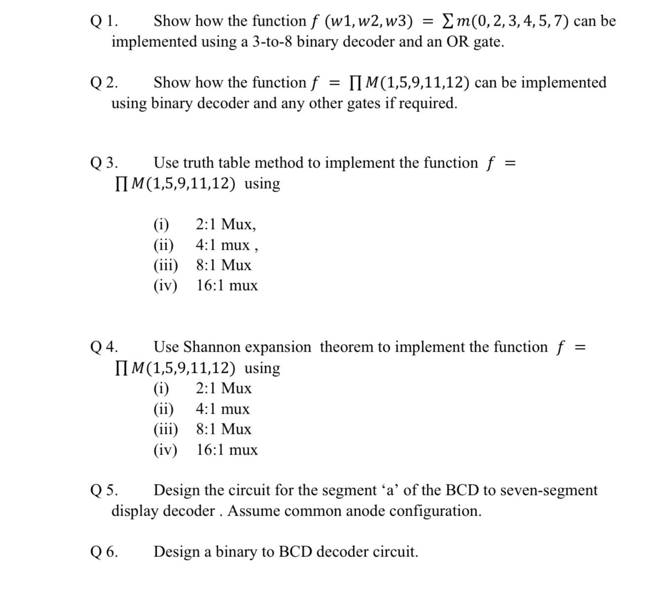 Solved Q 1. ﻿Show how the function | Chegg.com