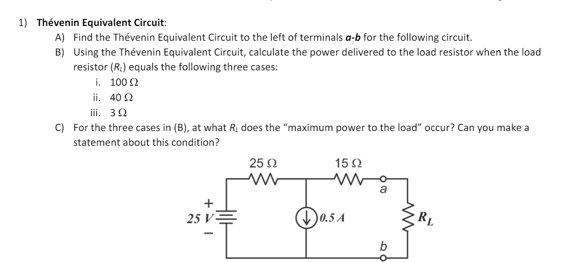 Solved Thévenin Equivalent Circuit:A) ﻿Find the Thévenin | Chegg.com