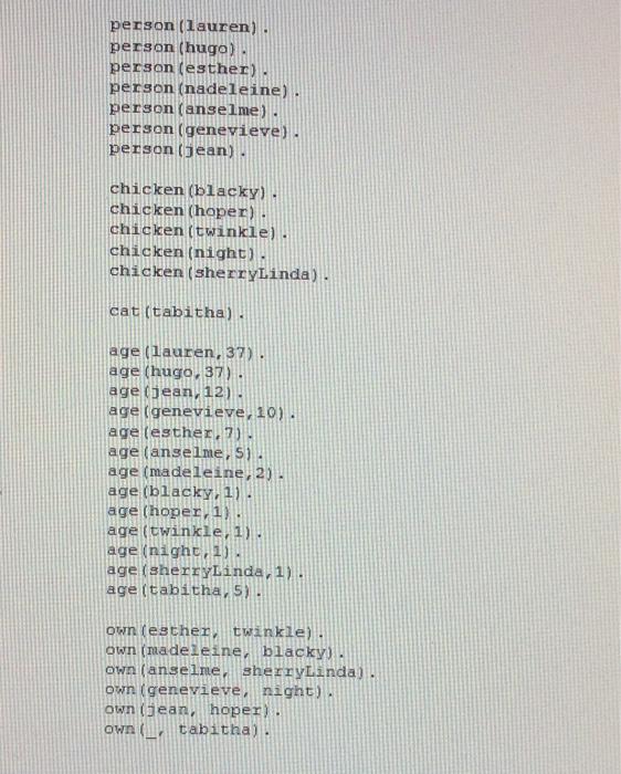 Solved Need help on a Prolog programming language question. | Chegg.com Solved Need help on a Prolog programming language question. | Chegg.com